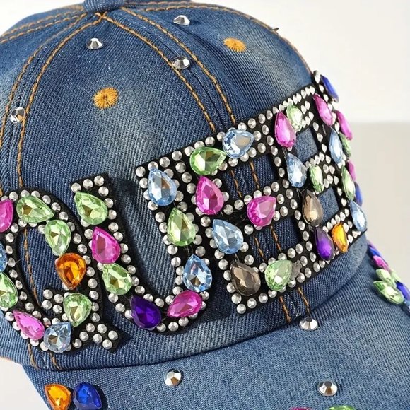 bling bling queen cap | Accessories | Rhinestone Bling Bling Demin ...
